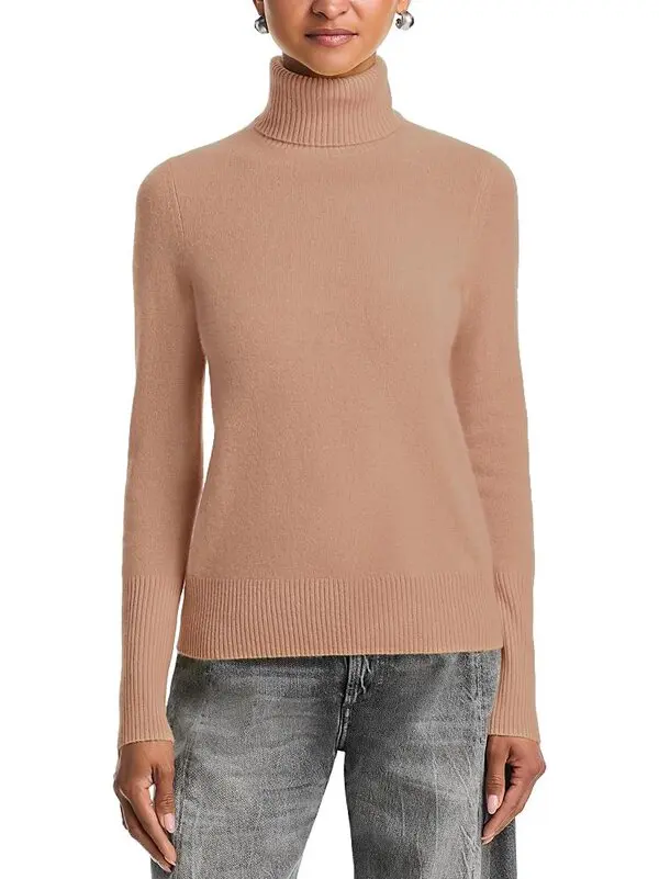 Aqua Cashmere Turtleneck Sweater - Camel