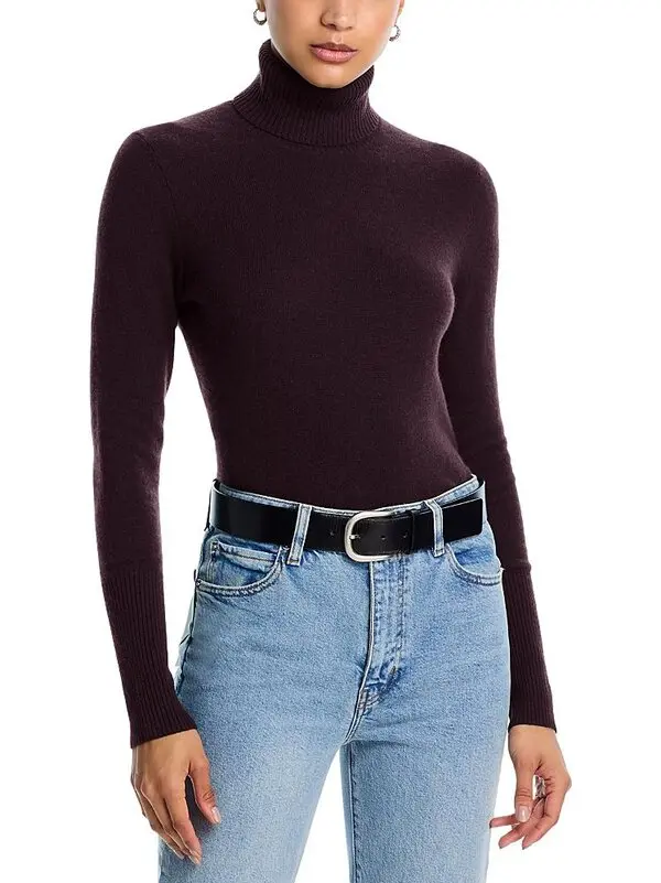 Aqua Cashmere Turtleneck Sweater - Dark Brown