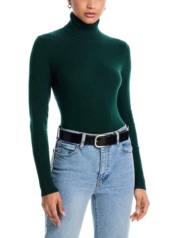 Aqua Cashmere Turtleneck Sweater - Deep Pine