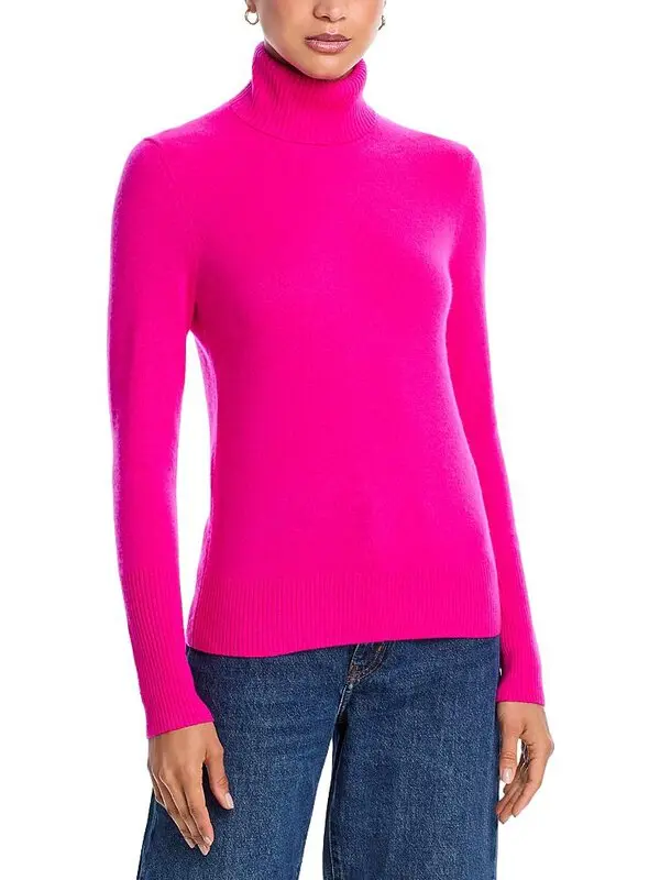 Aqua Cashmere Turtleneck Sweater - Knockout Pink