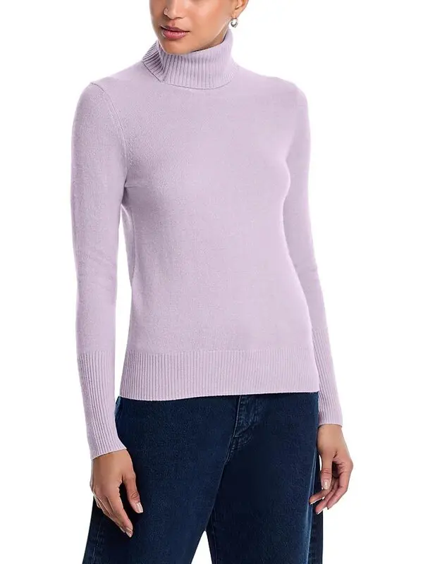 Aqua Cashmere Turtleneck Sweater - Light Wisteria