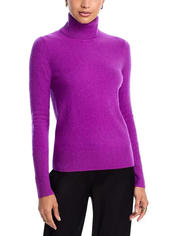 Aqua Cashmere Turtleneck Sweater - Purple Twist