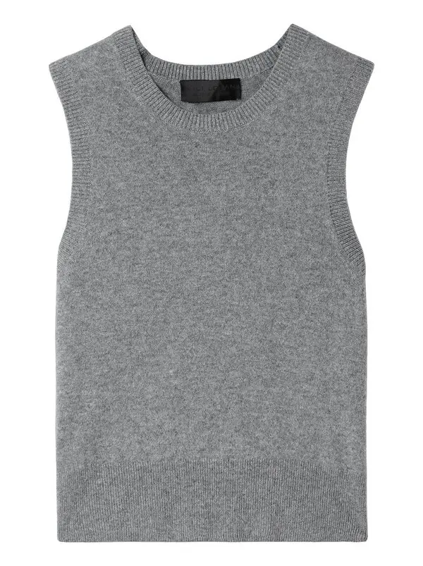NILI LOTAN May Cropped Cashmere Tank - Gray