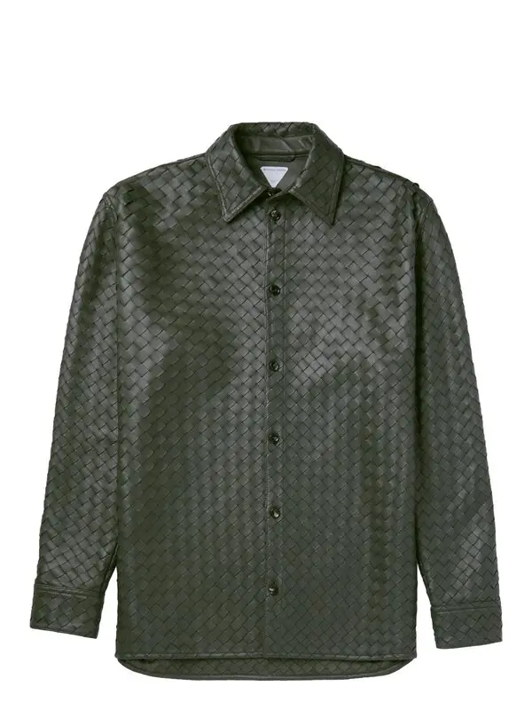 Bottega Veneta Intrecciato Leather Shirt - Green