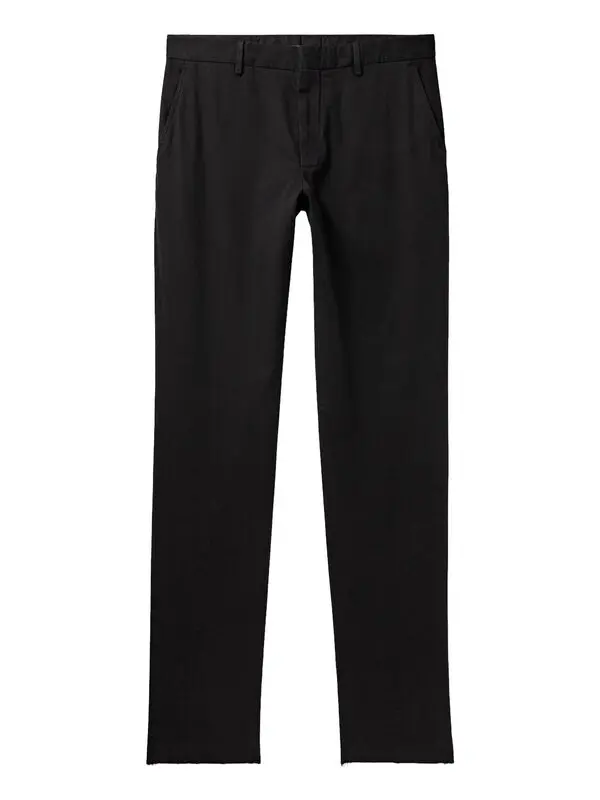 Zegna Slim-fit Straight-leg Stretch-cotton Twill Trousers - Black