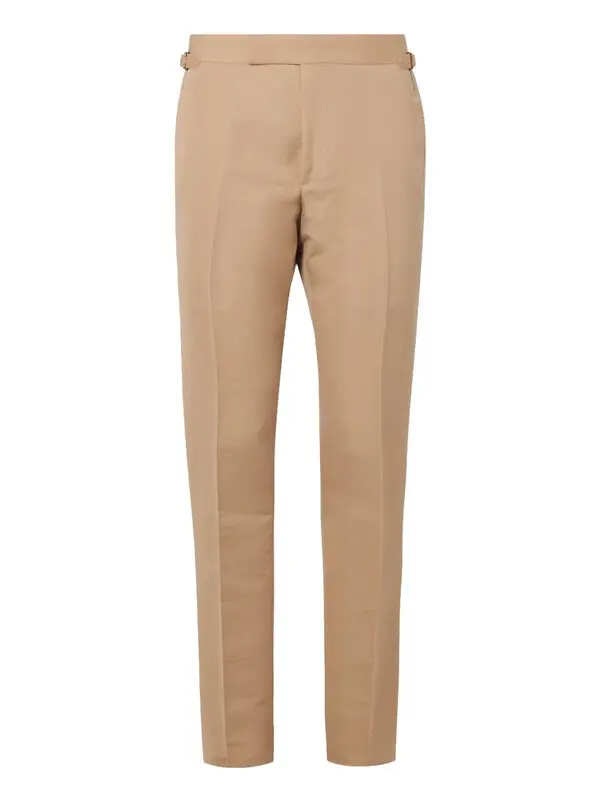 TOM FORD O'connor Tapered Cotton And Silk-blend Trousers - Brown