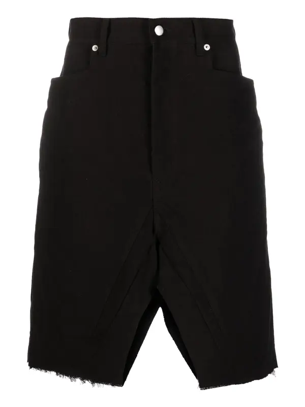 Rick Owens Distressed-hem Denim Bermuda Shorts - Black