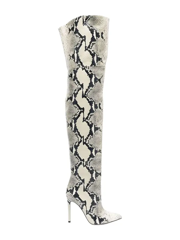 Paris Texas 90mm Snakeskin-print Leather Boots - Neutrals