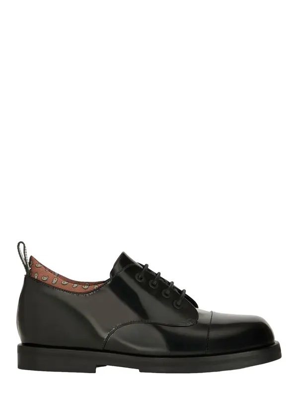 Etro Paisley-print Leather Derby Shoes - Black