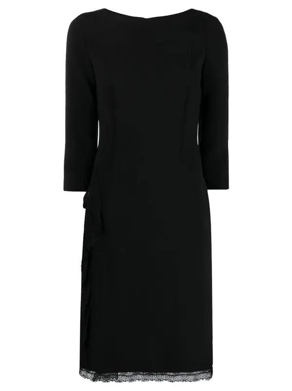 Alberta Ferretti Lace-trim Silk Dress - Black