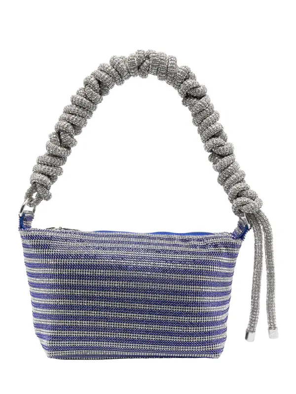 Kara Crystal Mesh Phone Cord Shoulder Bag - Blue