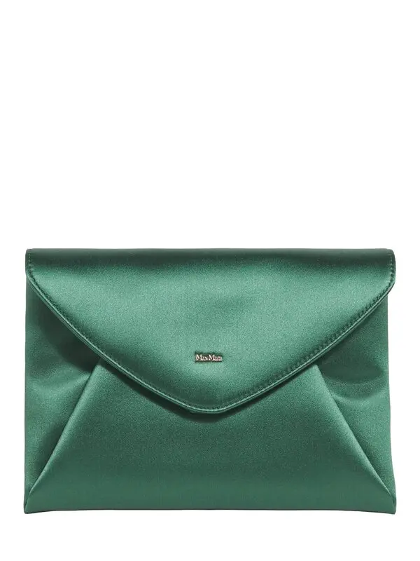 Max Mara Satin Envelope Clutch With Chain Strap - Green