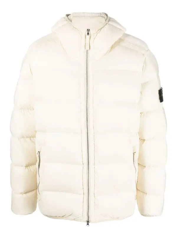 Stone Island Feather Down Hooded Coat - Neutrals