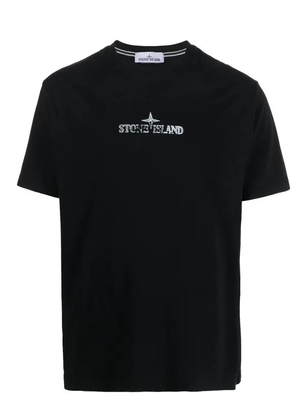 Stone Island Logo-print Cotton T-shirt - Black