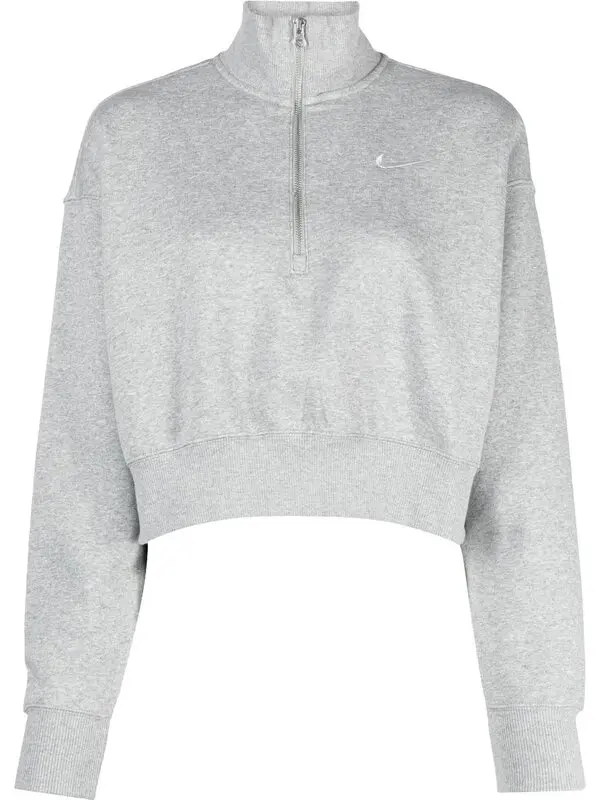 Nike Phoenix Cropped Zip-up Sweatshirt - Grey
