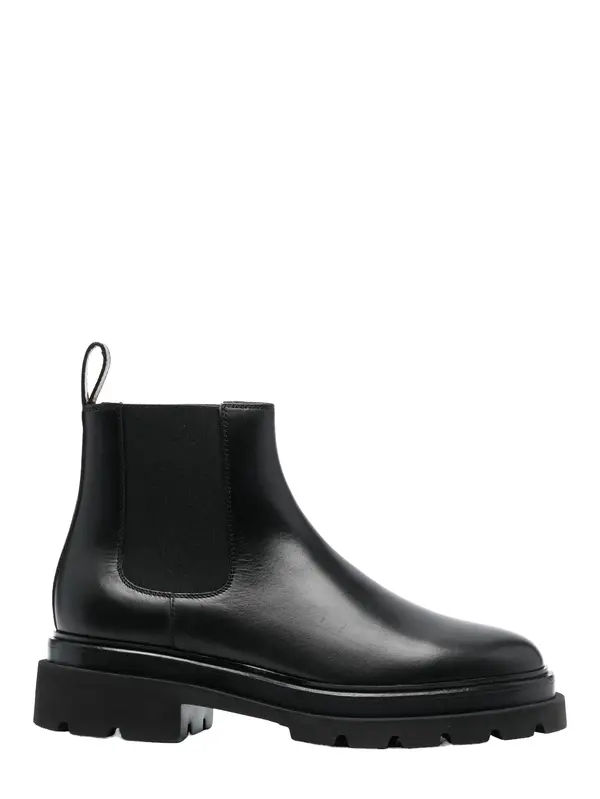 Santoni Round-toe Leather Boots - Black