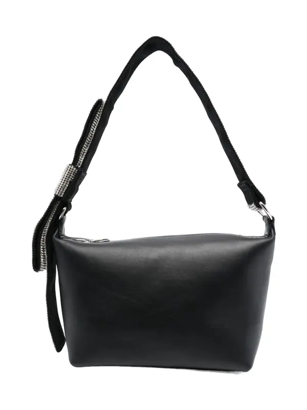 Kara Crystal Bow Shoulder Bag - Black