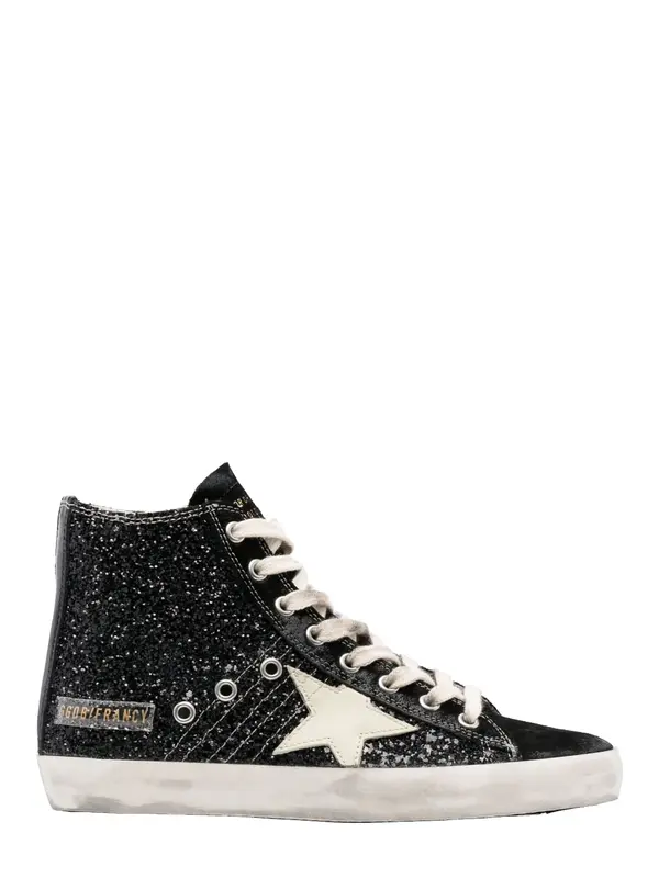 GOLDEN GOOSE Francy Glitter High-top Sneakers - Black
