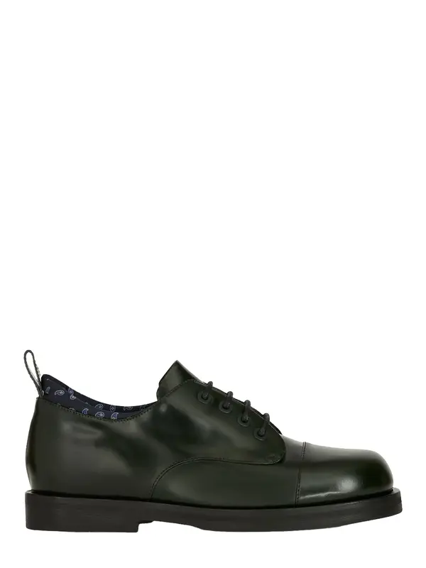 Etro Paisley Print Leather Derby Shoes - Black