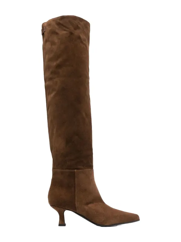3JUIN Pointed-toe 70mm Leather Boots - Brown