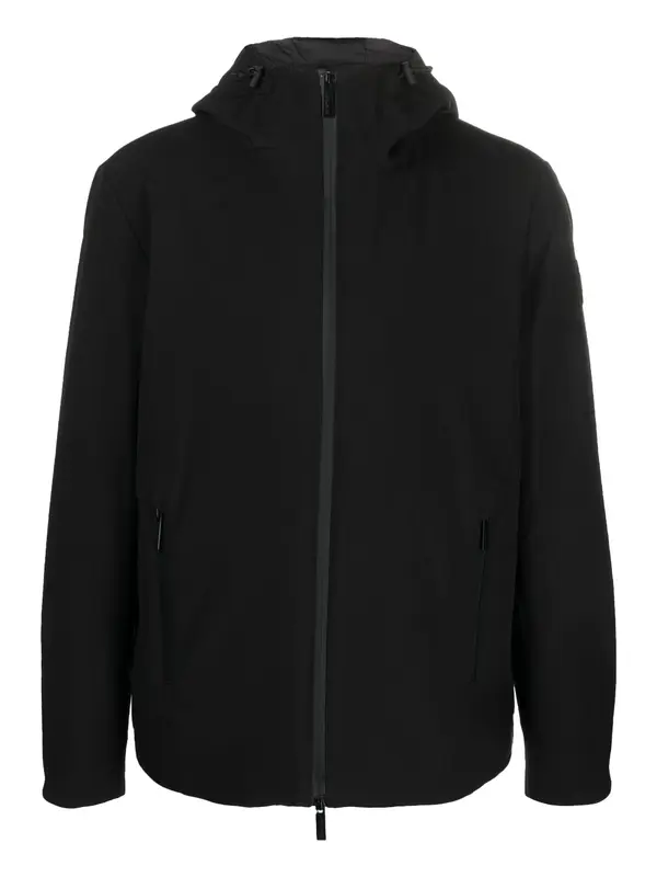 Woolrich Logo-patch Zip-up Hooded Jacket - Black