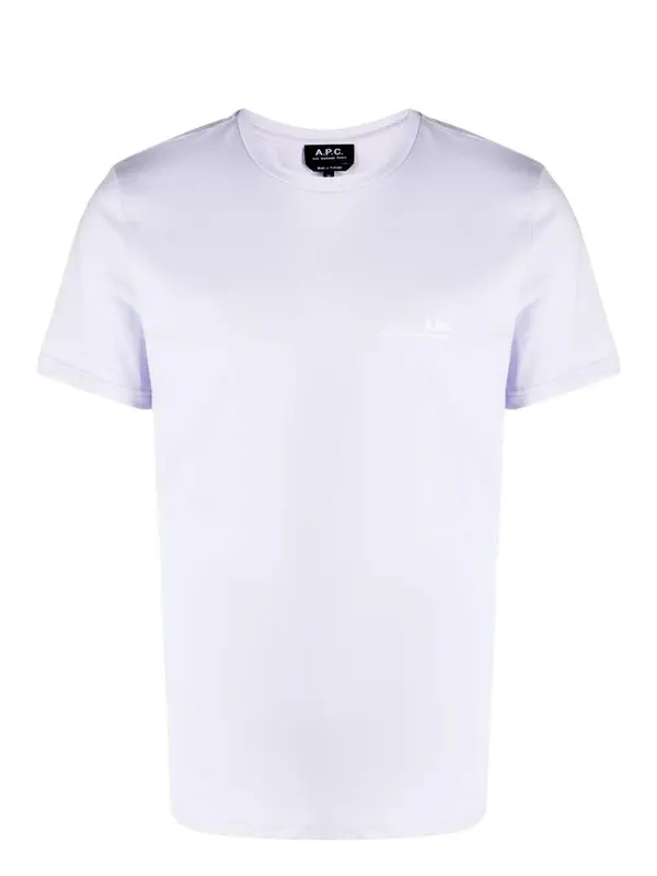 A.p.c. Logo-print Crew-neck Cotton T-shirt - Purple