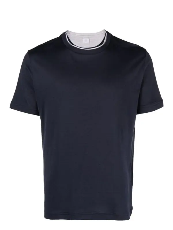 Eleventy Crew-neck Cotton T-shirt - Blue