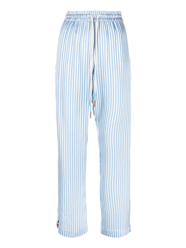 Mira Mikati X Javier Calleja Striped Satin Trousers - Blue