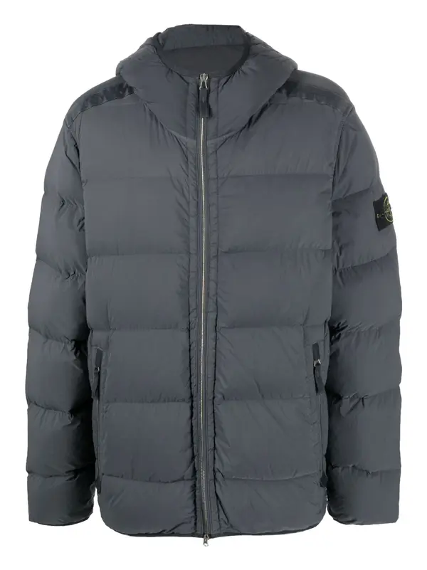 Stone Island Feather Down Hooded Padded Coat - Grey