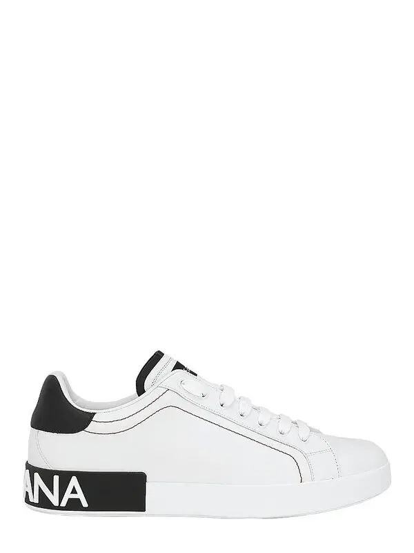 Dolce & Gabbana Portofino Leather Sneakers - White/black