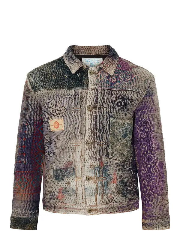 PROLETA RE ART Boro Patchwork Denim Jacket - Purple