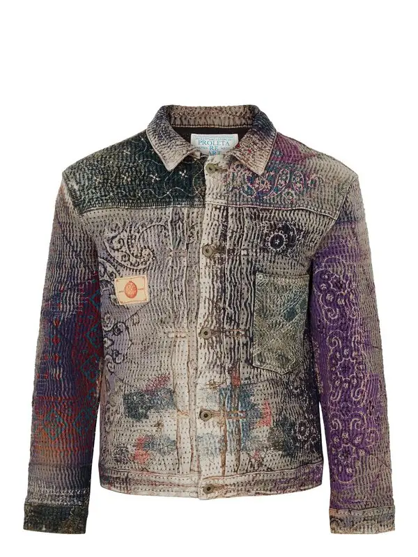 PROLETA RE ART Boro Patchwork Denim Jacket - Purple