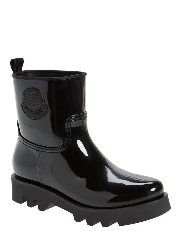 Moncler Ginette Logo Waterproof Rain Boot - Black