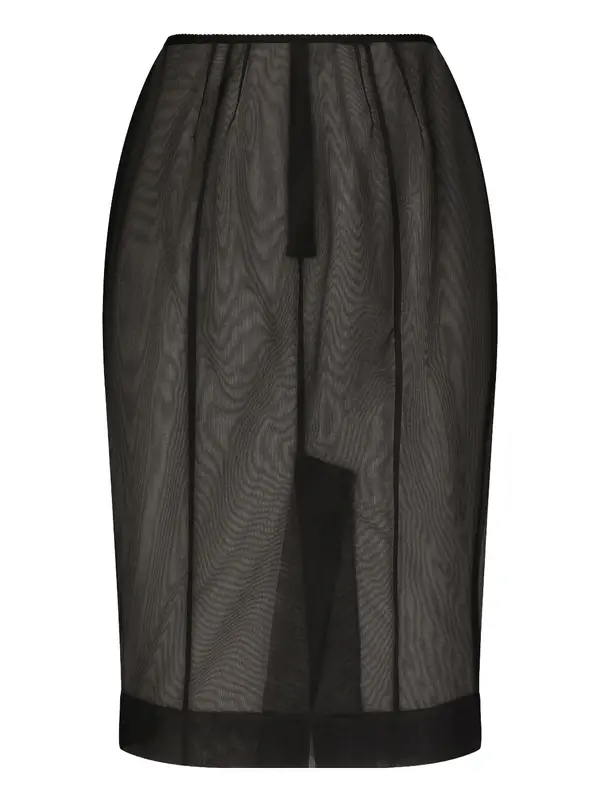 Dolce & Gabbana Sheer Pencil Midi Skirt - Black