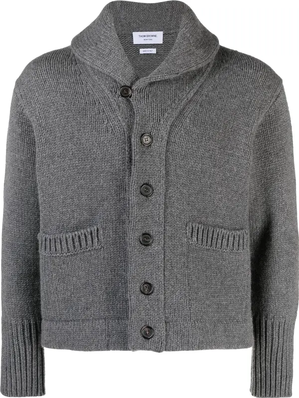 Thom Browne Shawl-collar Knit Cardigan - Grey
