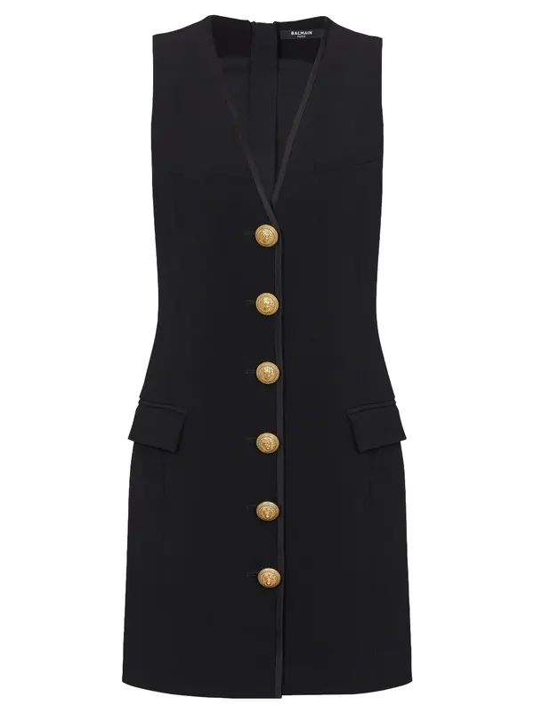 Balmain V-neck Mini Dress - Black
