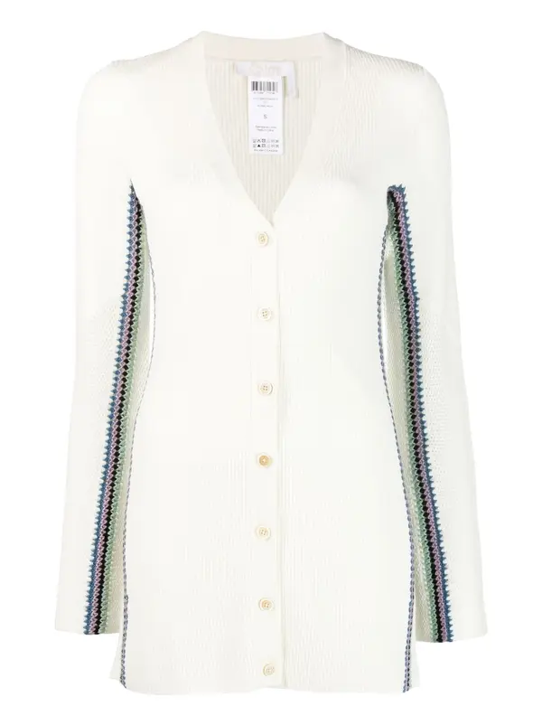 Chloé Stripe-detail Long Cardigan - White