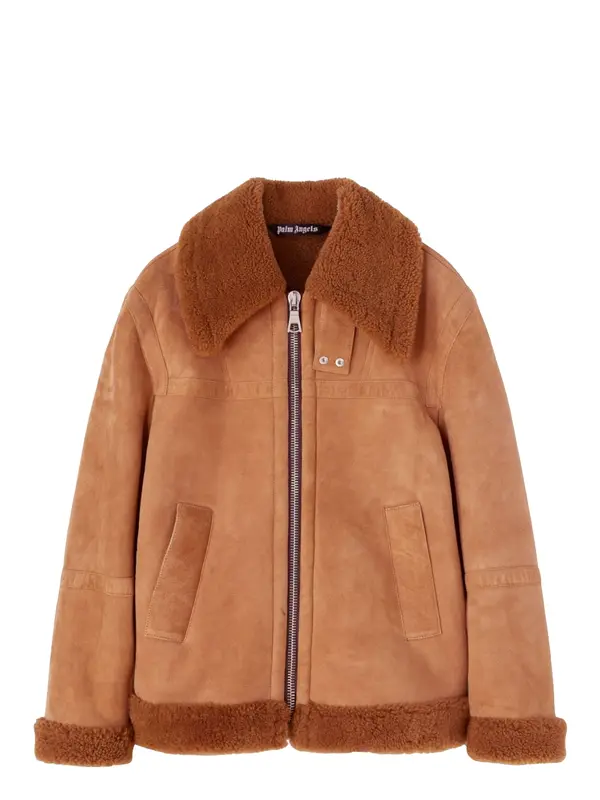 Palm Angels University Shearling Jacket - Brown