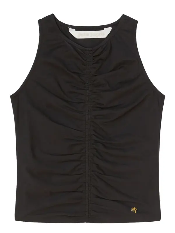 Palm Angels Ruched Stretch-cotton Tank Top - Black