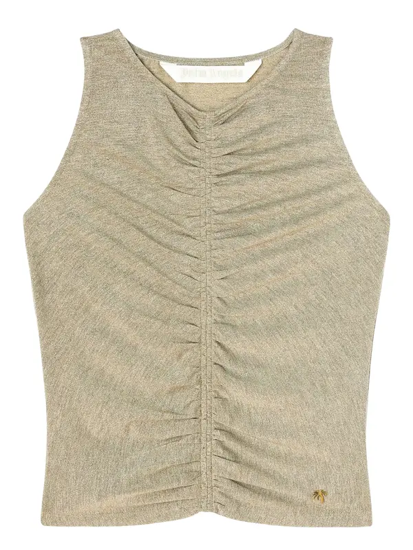 Palm Angels Ruched Lurex Tank Top - Gold