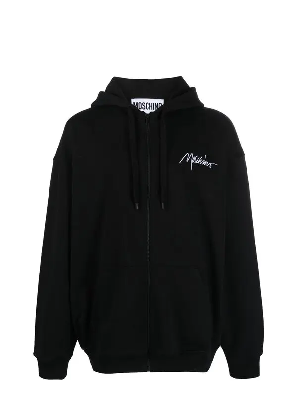 Moschino Logo-print Cotton Hoodie - Black