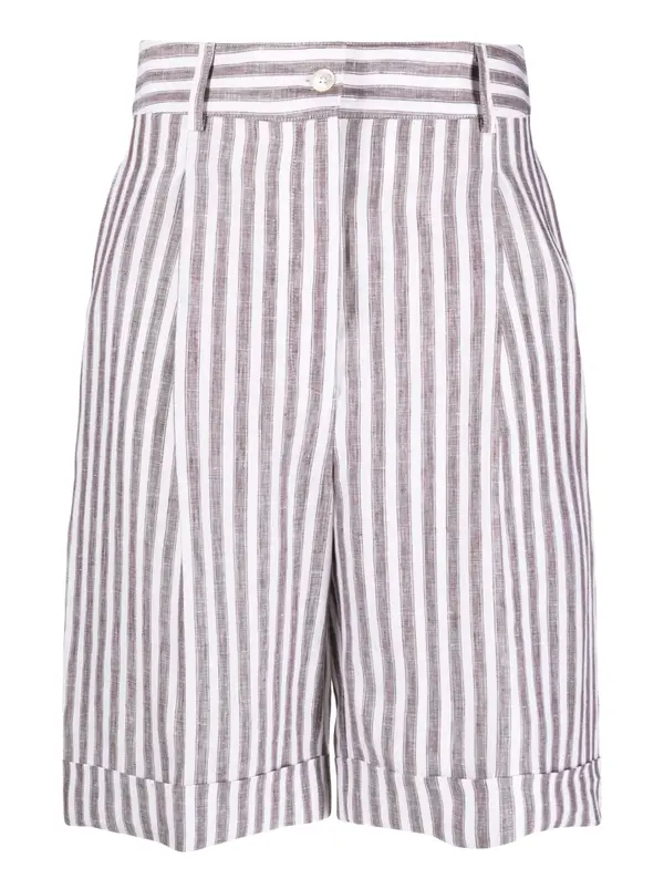Kiton Striped Knee-length Shorts - White