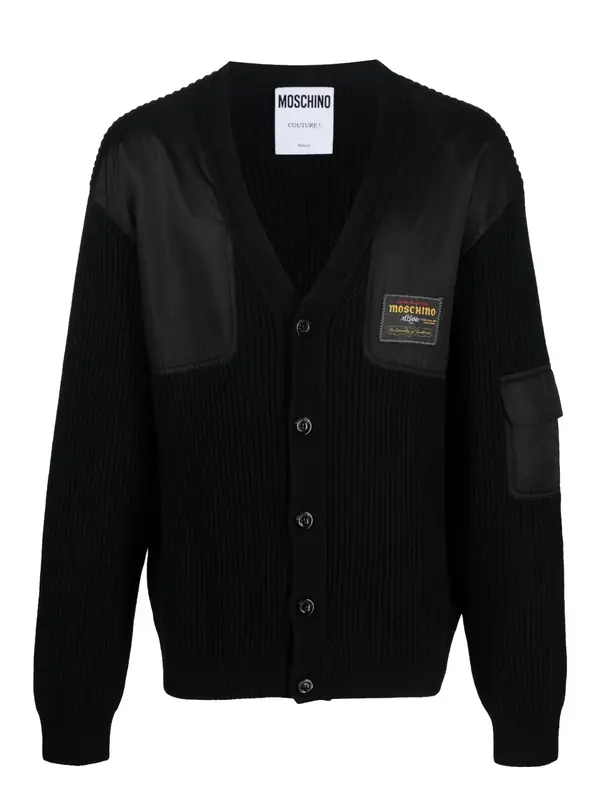 Moschino Logo-patch V-neck Cardigan - Black
