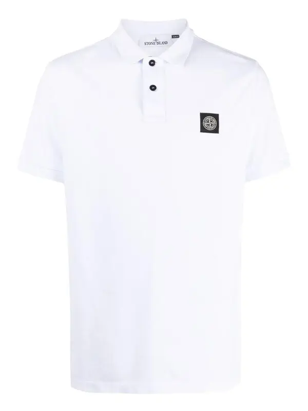 Stone Island Compass-patch Piqué Polo Shirt - White