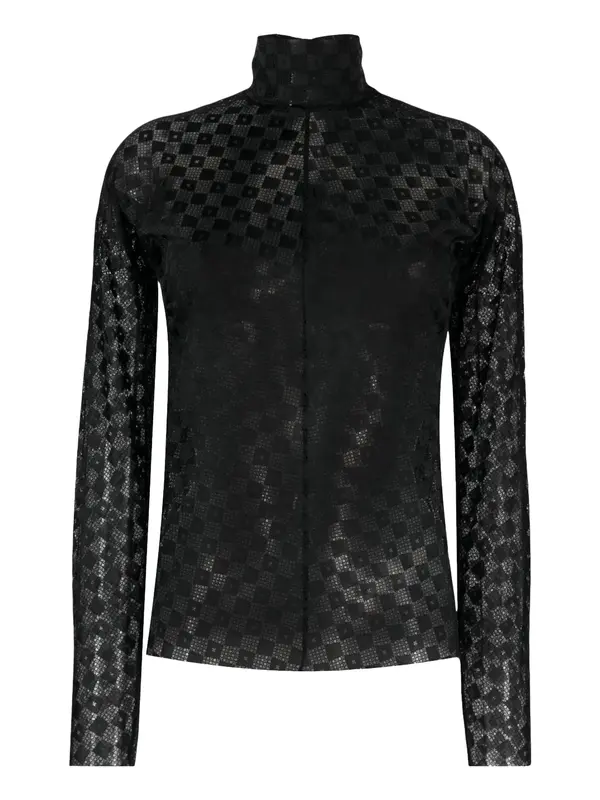 FORTE_FORTE Lace Long-sleeved Top - Black