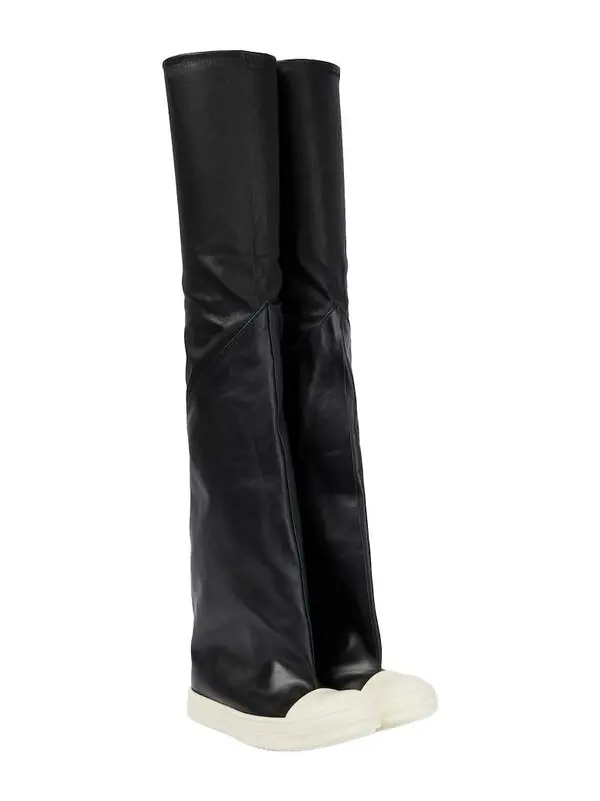 Rick Owens Oblique Over-the-knee Leather Boots - Black