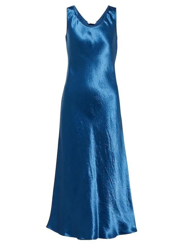 Max Mara Talete Satin Midi Slip Dress - Blue