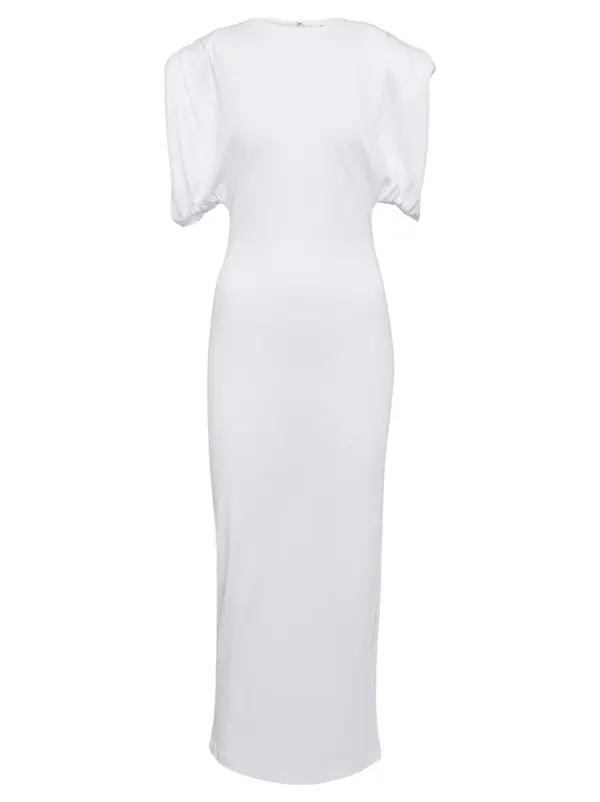Wardrobe.NYC Ruched Jersey Midi Dress - White