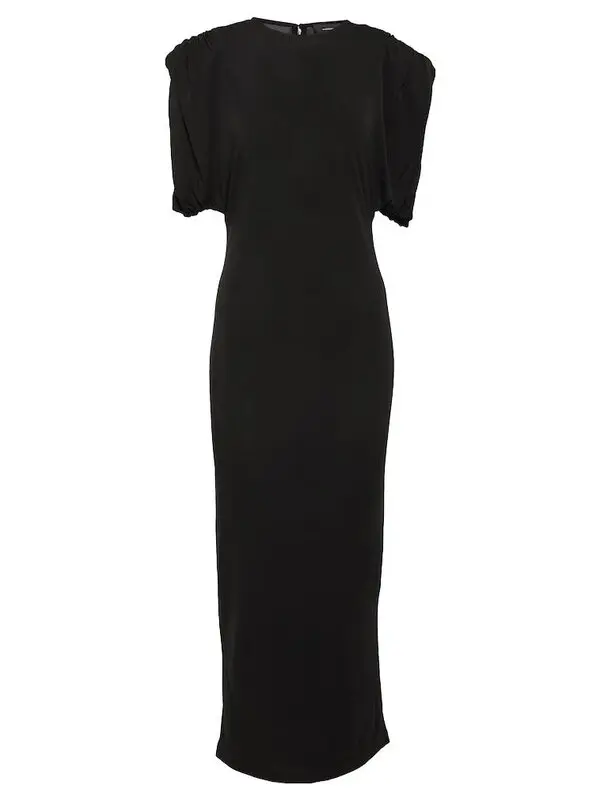 Wardrobe.NYC Ruched Jersey Midi Dress - Black