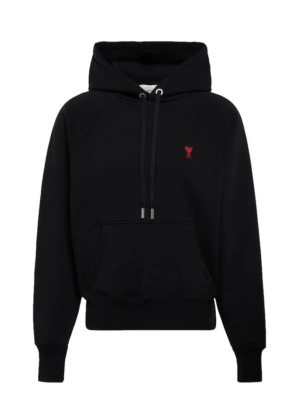 AMI Paris De Coeur Cotton Hoodie - Black